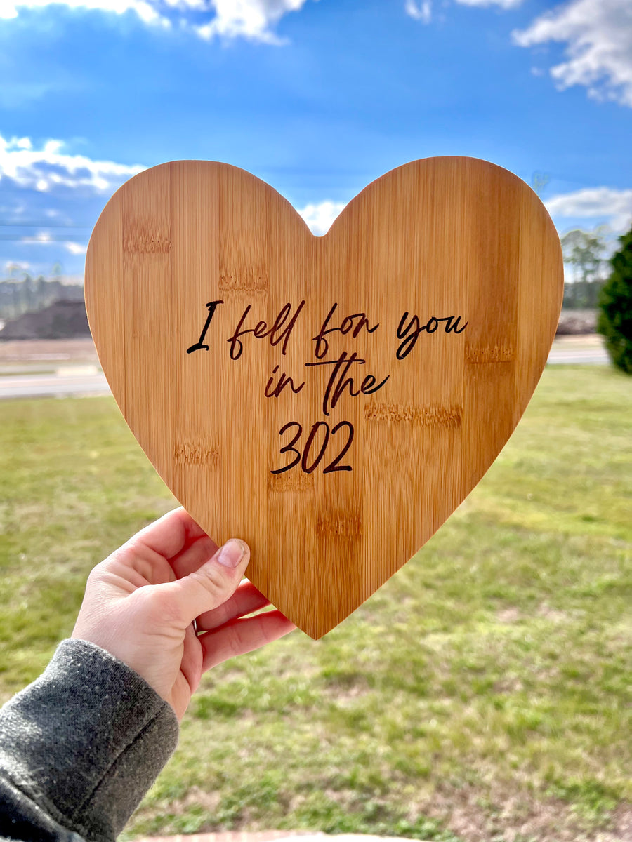 “I fell for you in the 302” Heart Cutting Board – Happy Camper Design Co.