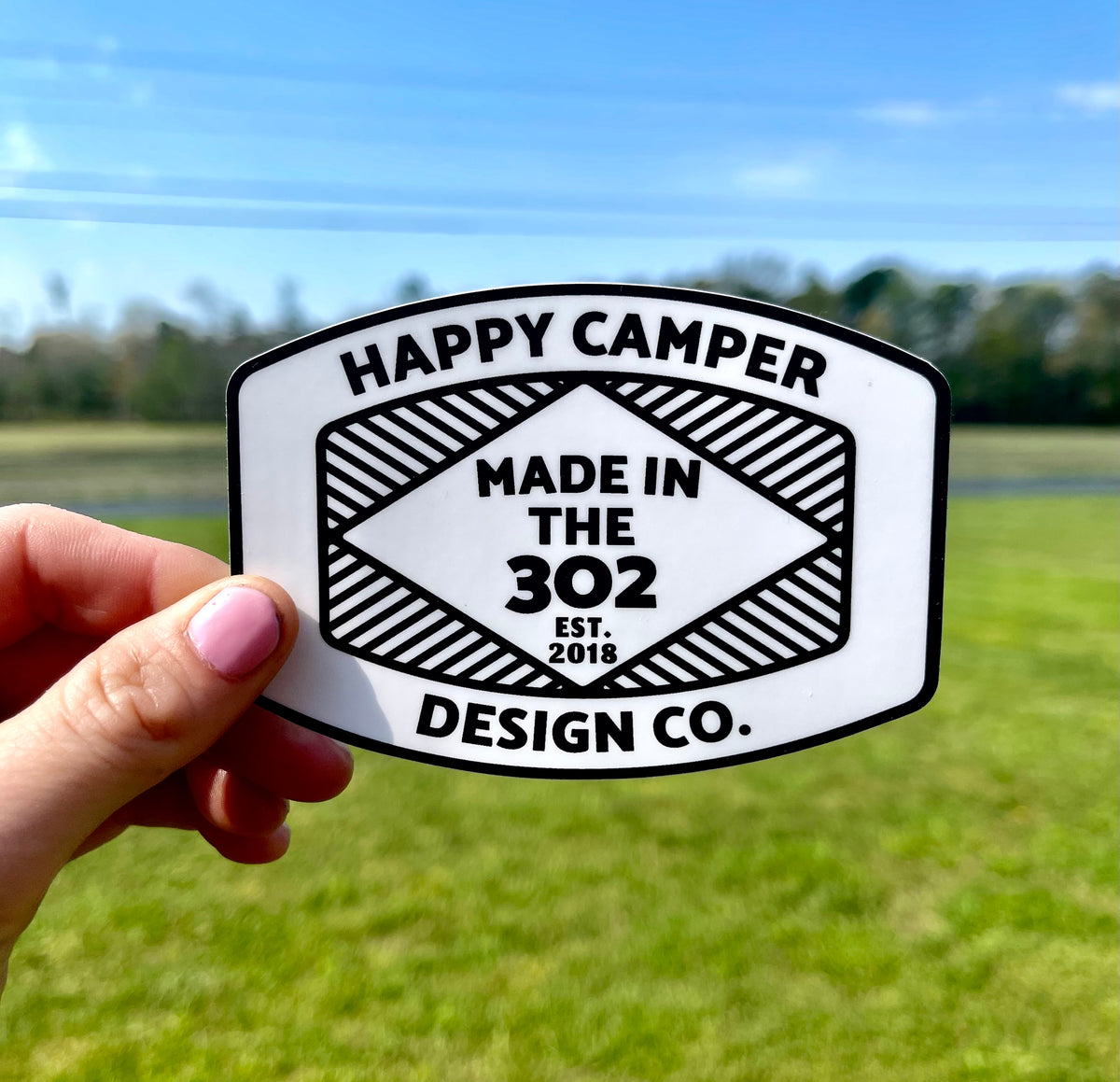 Happy Camper Stripes Sticker – Happy Camper Design Co.